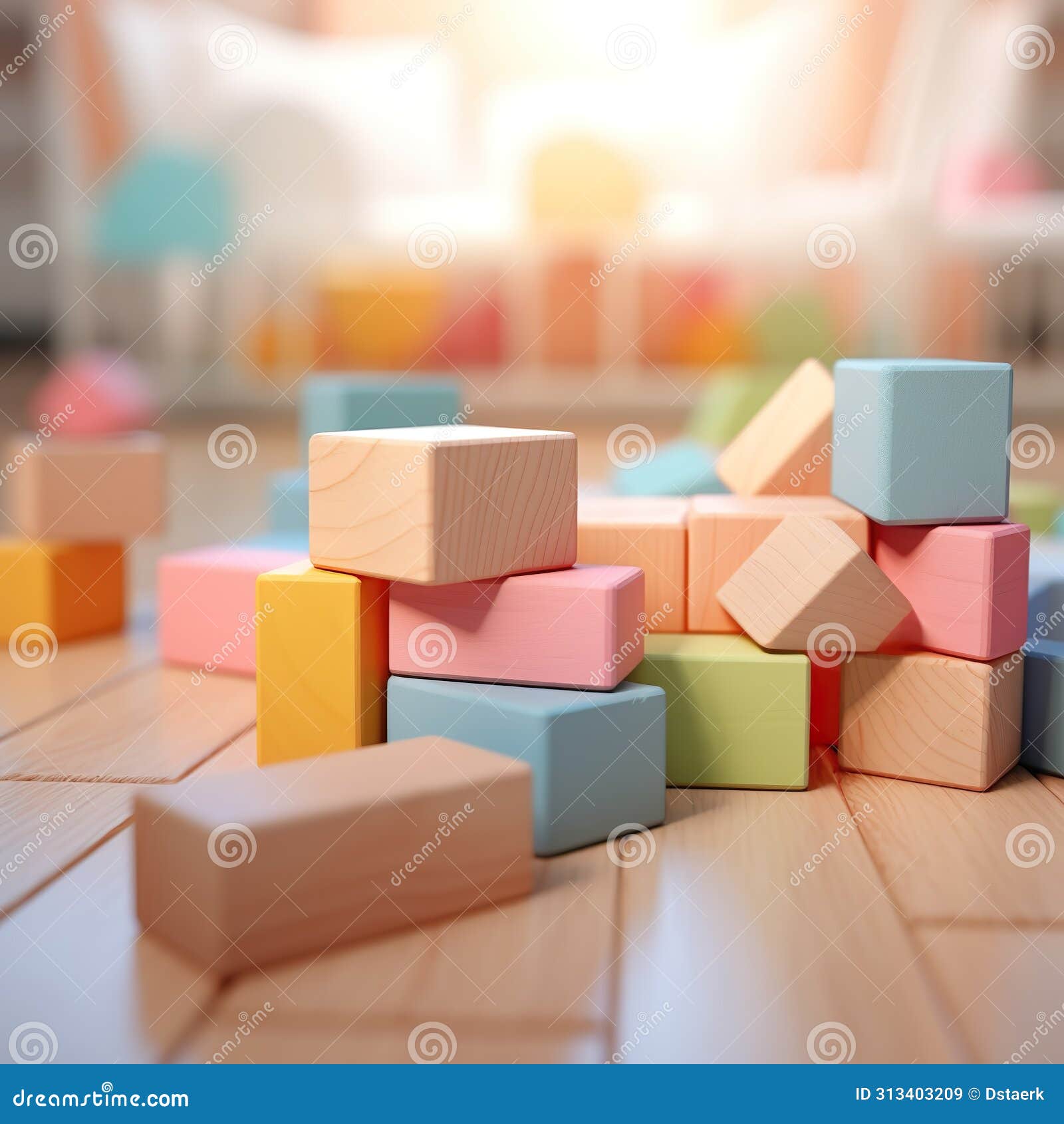Colorful Building Blocks on the Floor of a Child S Room Generated by ...