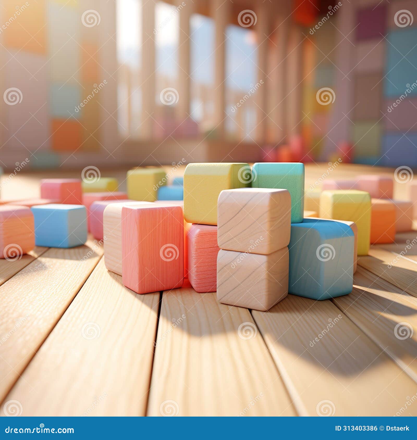 Colorful Building Blocks on the Floor of a Child S Room Generated by ...