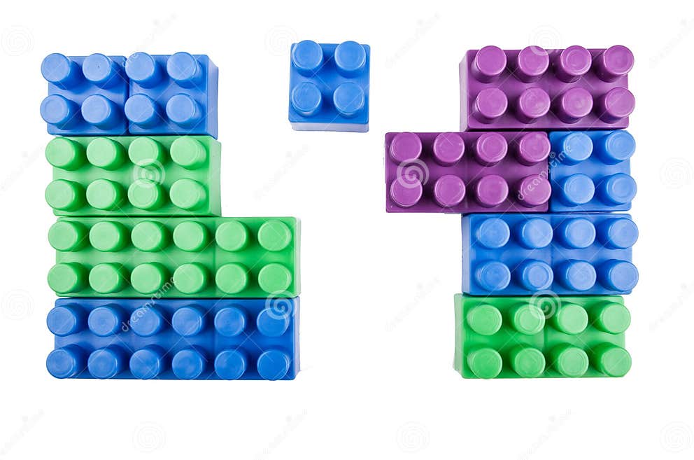 Building Blocks Pieces Joining on a White Stock Image - Image of design ...