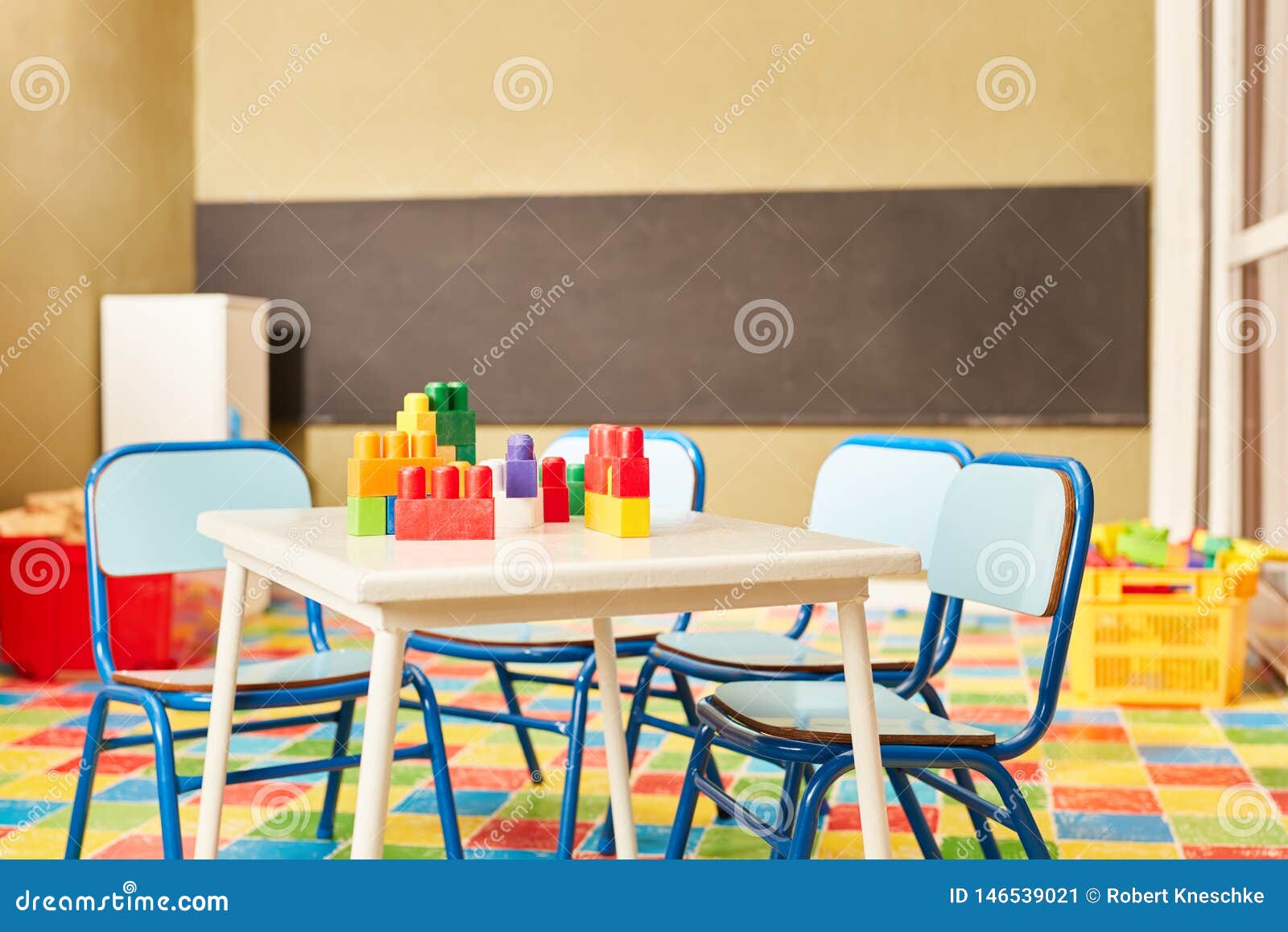 Building Blocks on a Table in Kindergarten Stock Image - Image of learn ...