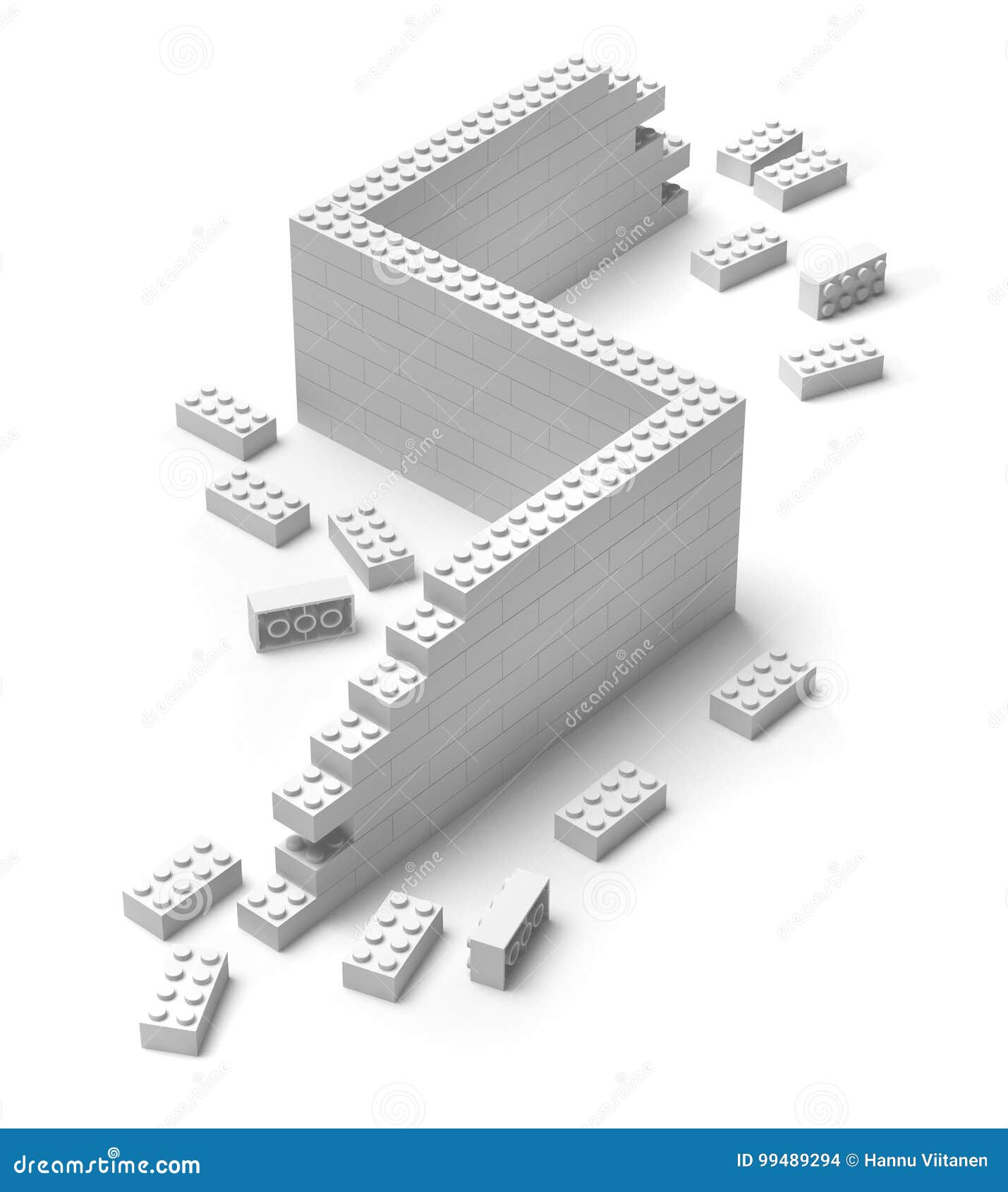 Building Blocks Wall Under Construction 3D Stock Illustration ...