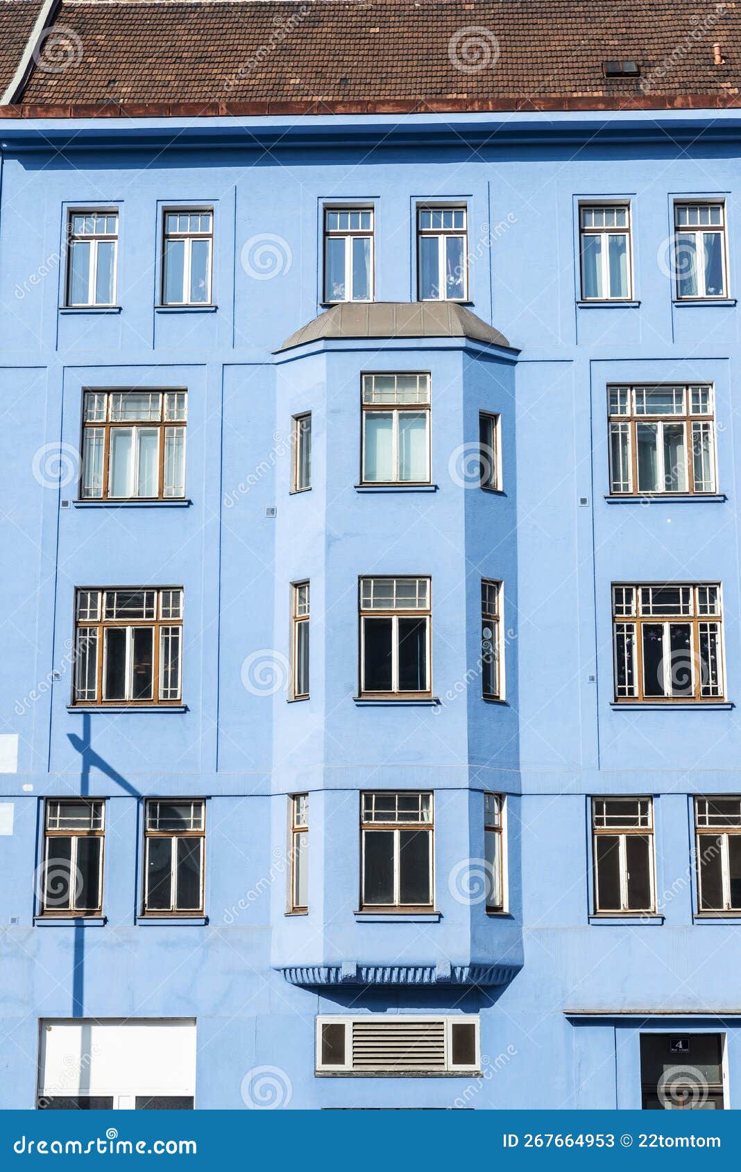 Building with Blue Facade in Vienna, Austria Stock Image - Image of ...