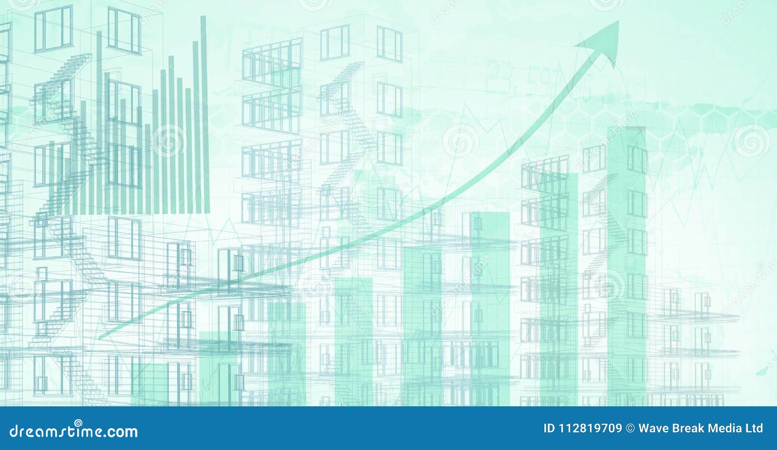 Building Blue Prints with Statistics Background Stock Illustration ...