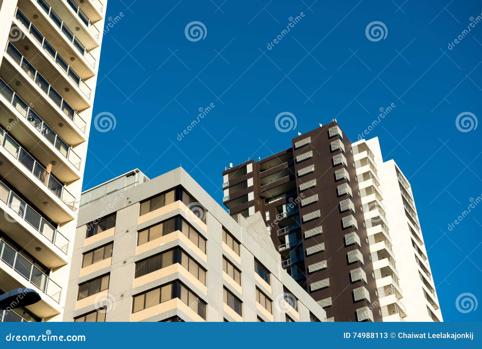 Building with blue sky stock image. Image of downtown - 74988113