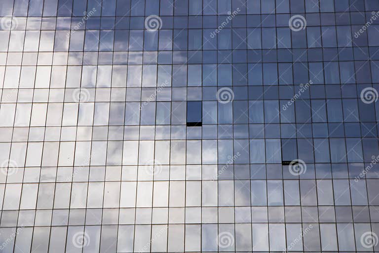 Building with Blue Sky Reflection, Grey Color, Composite Flooring Stock ...