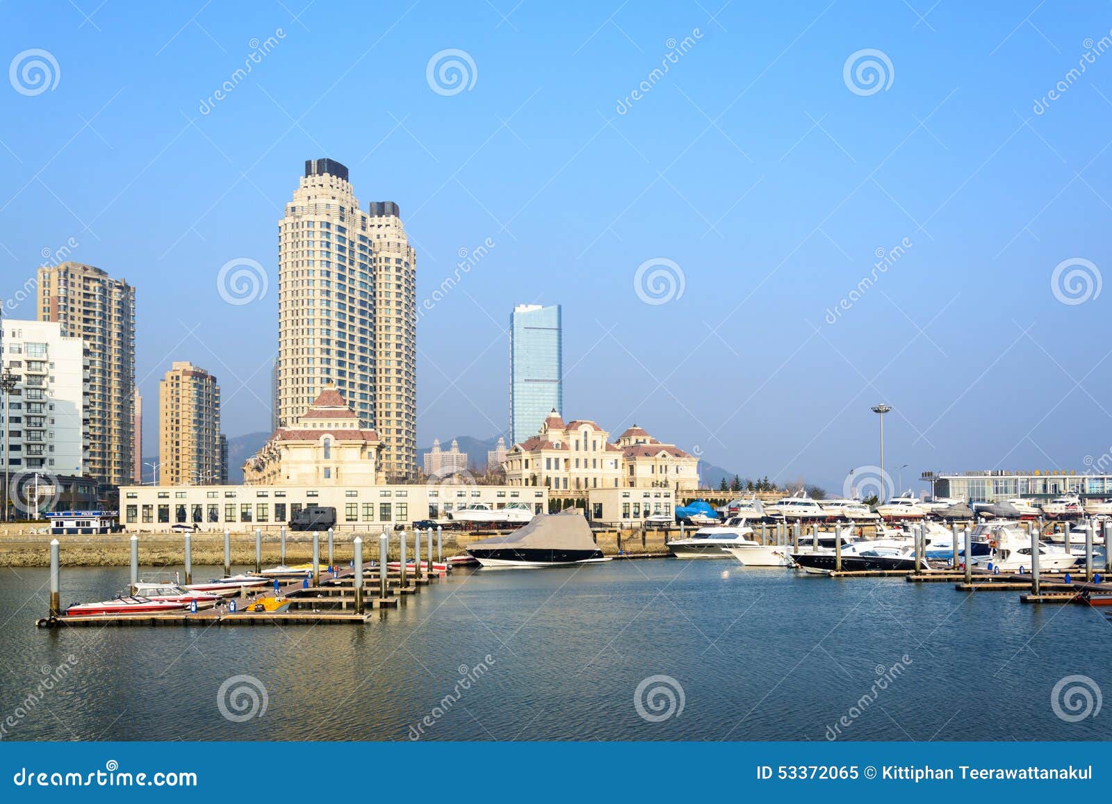 Building and Boat at Seashore in Dalian Stock Image - Image of style ...