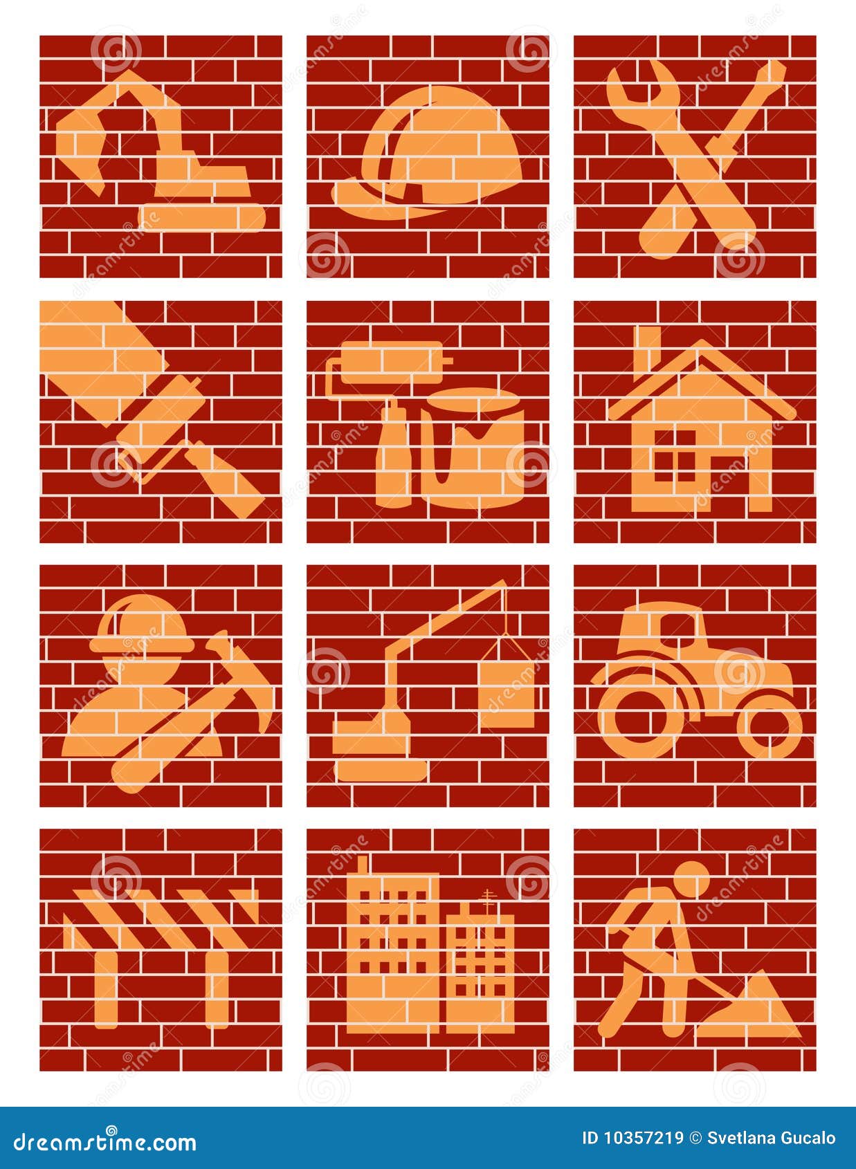 Building brick icons stock vector. Illustration of brick - 10357219