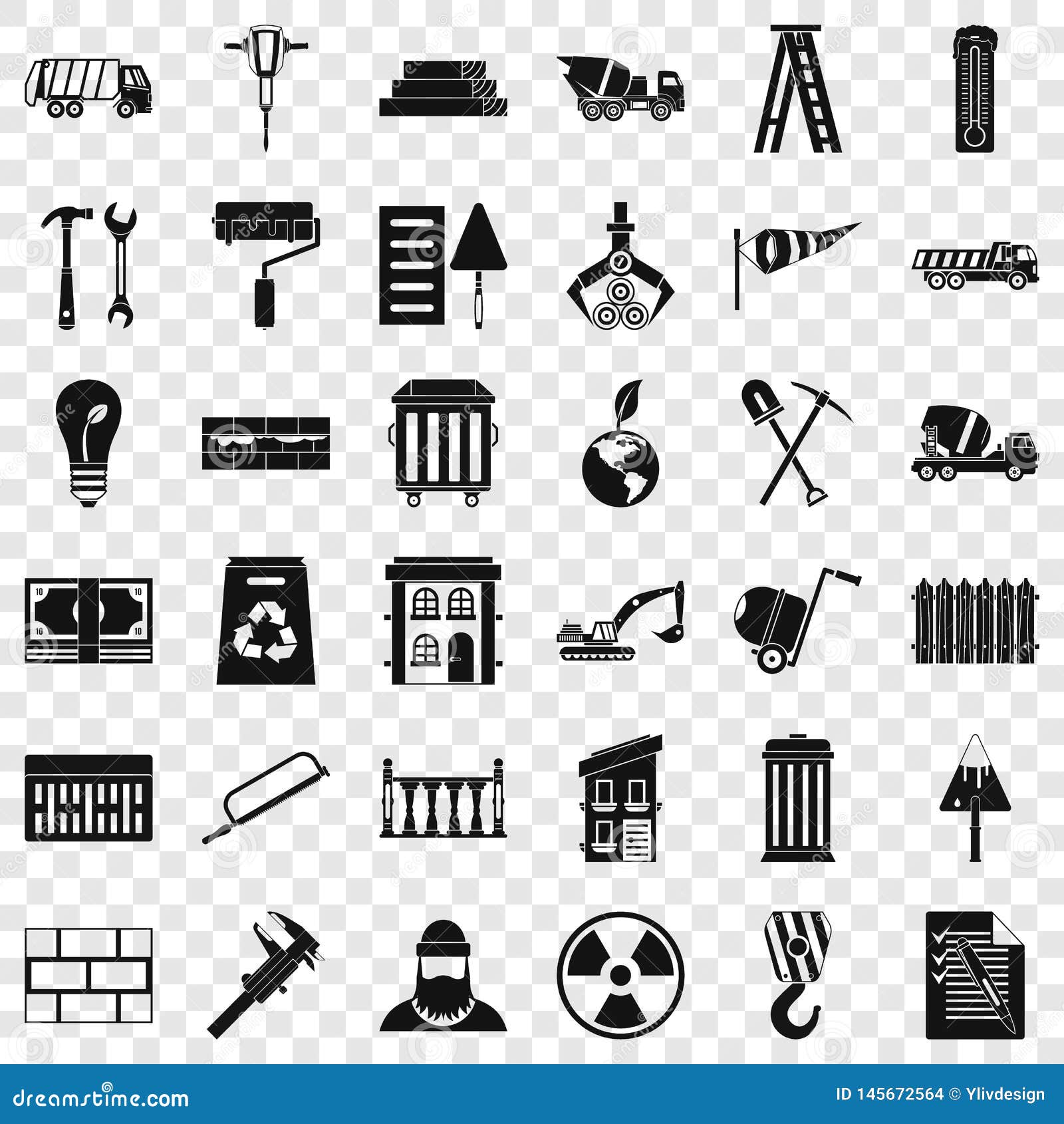 Building Brick Icons Set, Simple Style Stock Vector - Illustration of ...