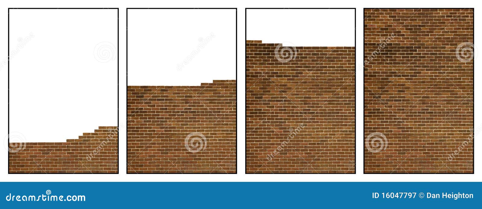 Building Brick Wall Sequence Stock Image - Image of four, construct ...