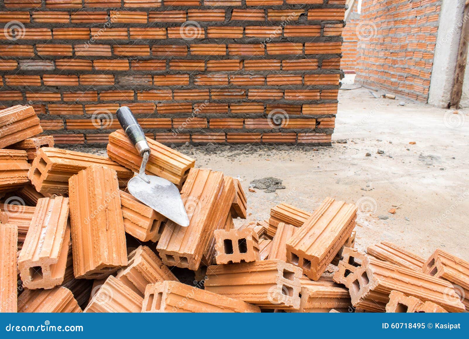 Building brick wall stock image. Image of bricklaying - 60718495