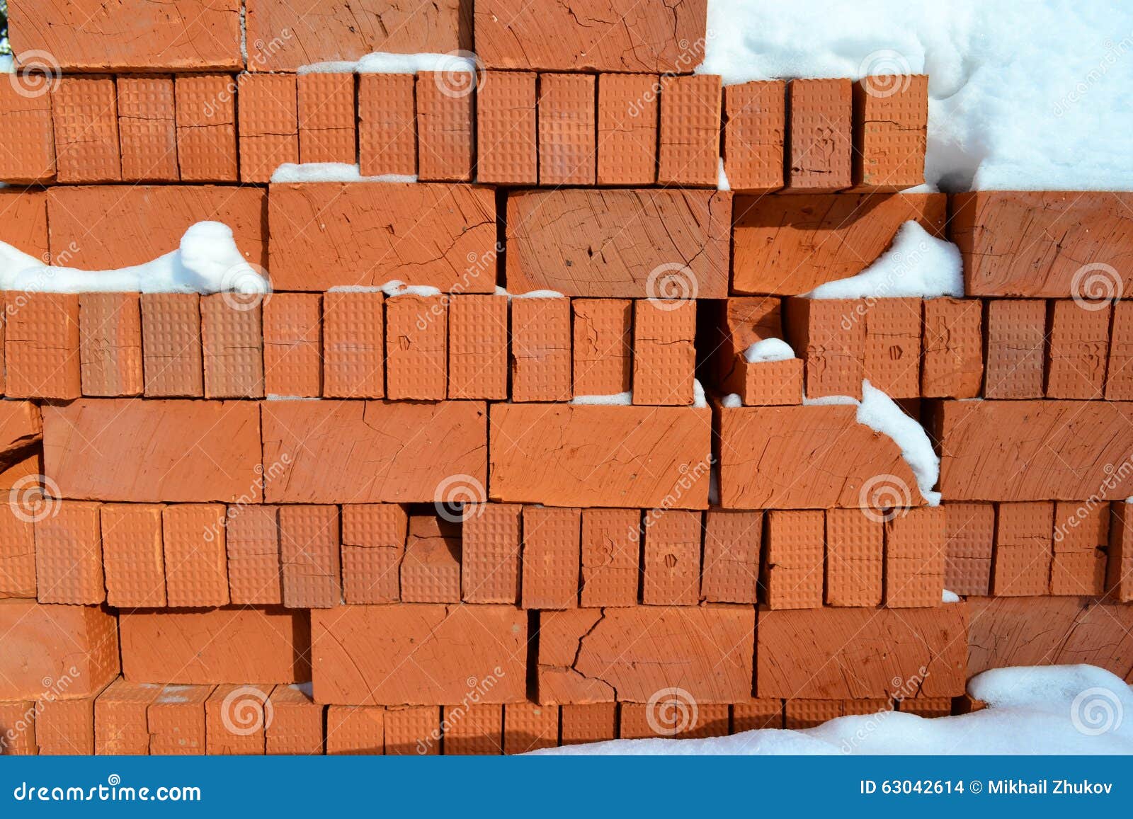 Building Bricks in the Snow. Stock Photo - Image of purchase, pile ...