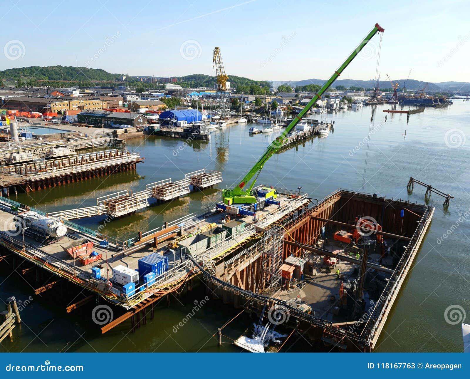 Bridge Construction Over a River Stock Image - Image of building ...