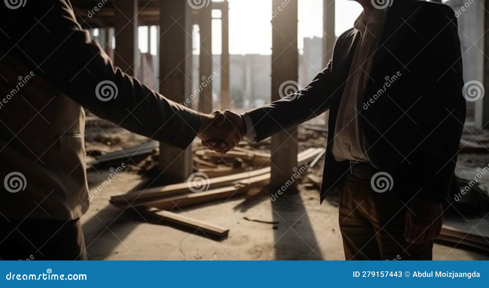 Building Bridges, Architect and Client Shake Hands at Construction Site ...