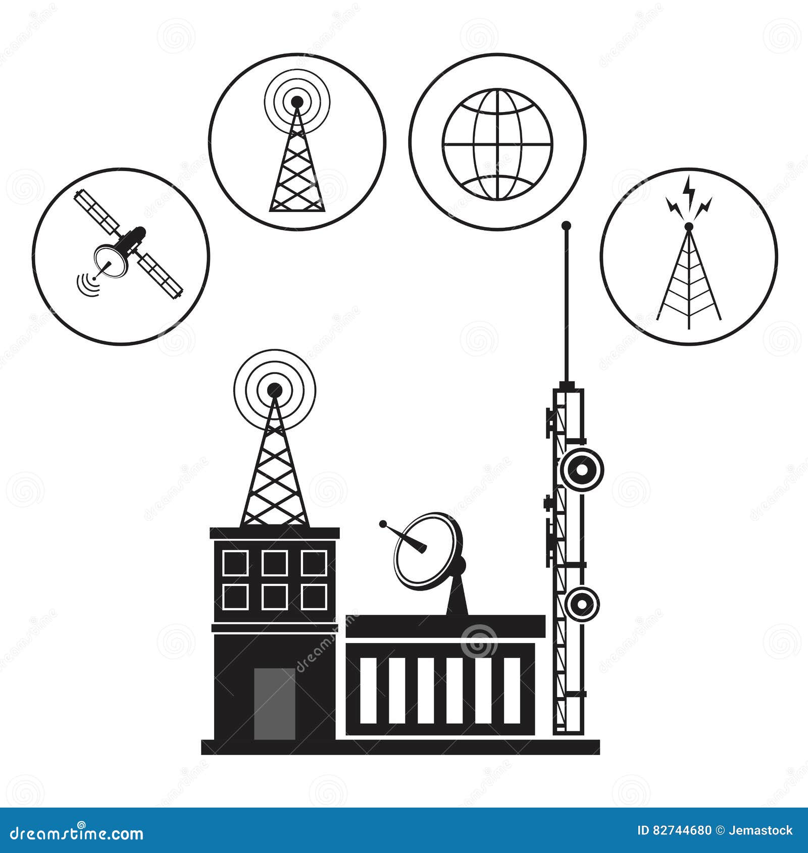 Building Broadcasting Network Service Stock Vector - Illustration of ...