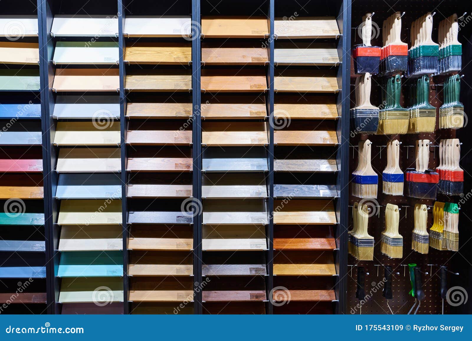 Building Brushes and Color Samples on Store Stock Image - Image of ...