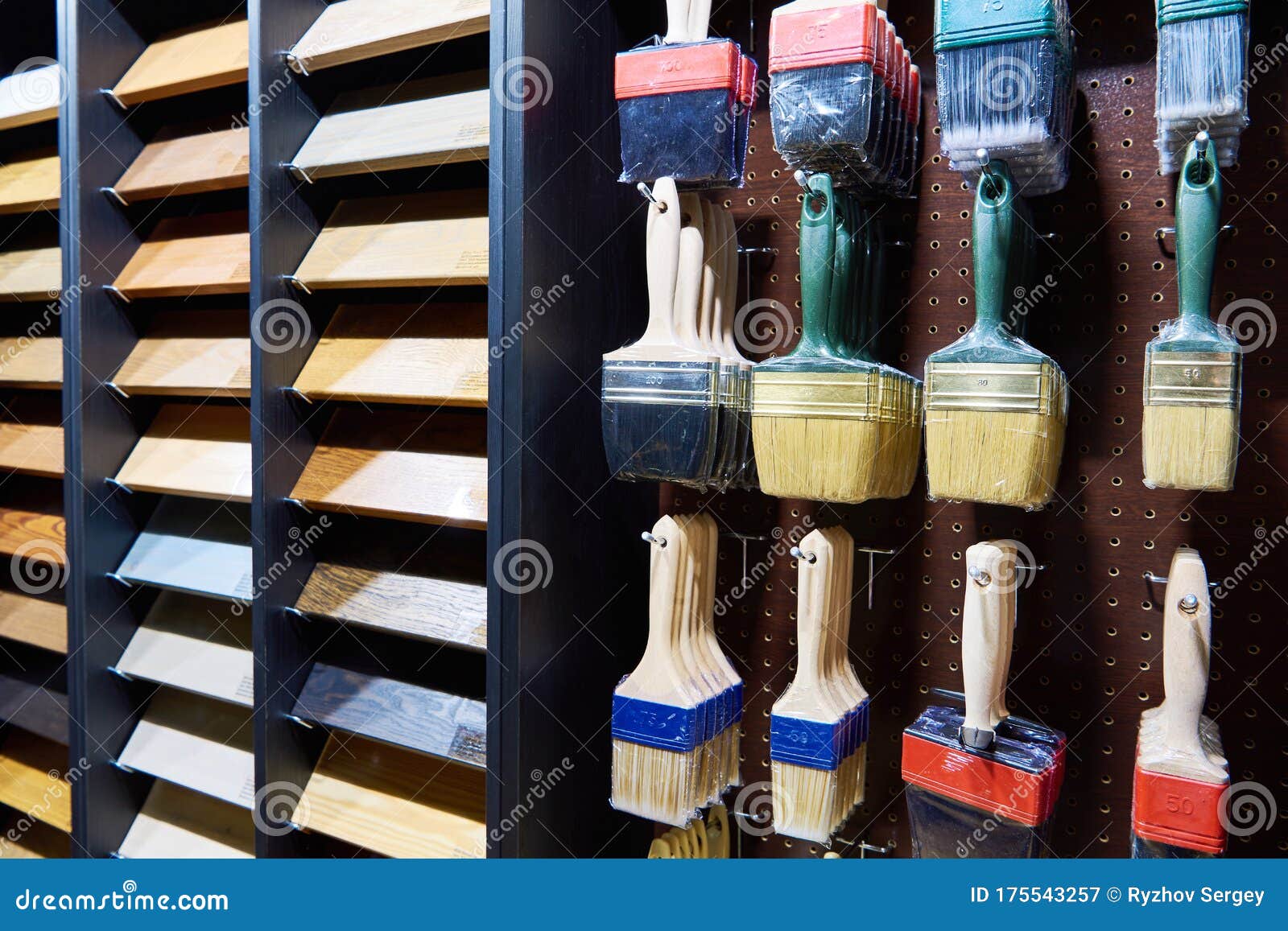 Building Brushes and Color Samples on Store Stock Image - Image of ...