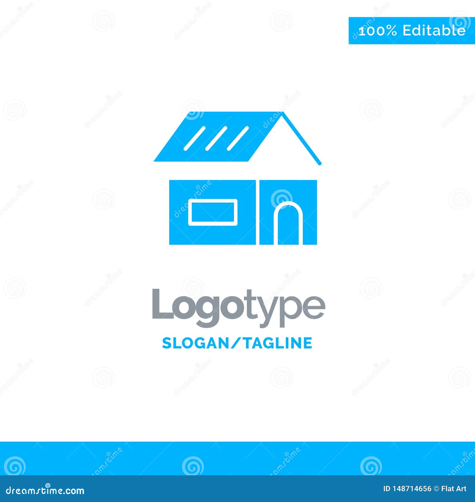 Building, Build, Construction, Home Blue Solid Logo Template. Place for ...
