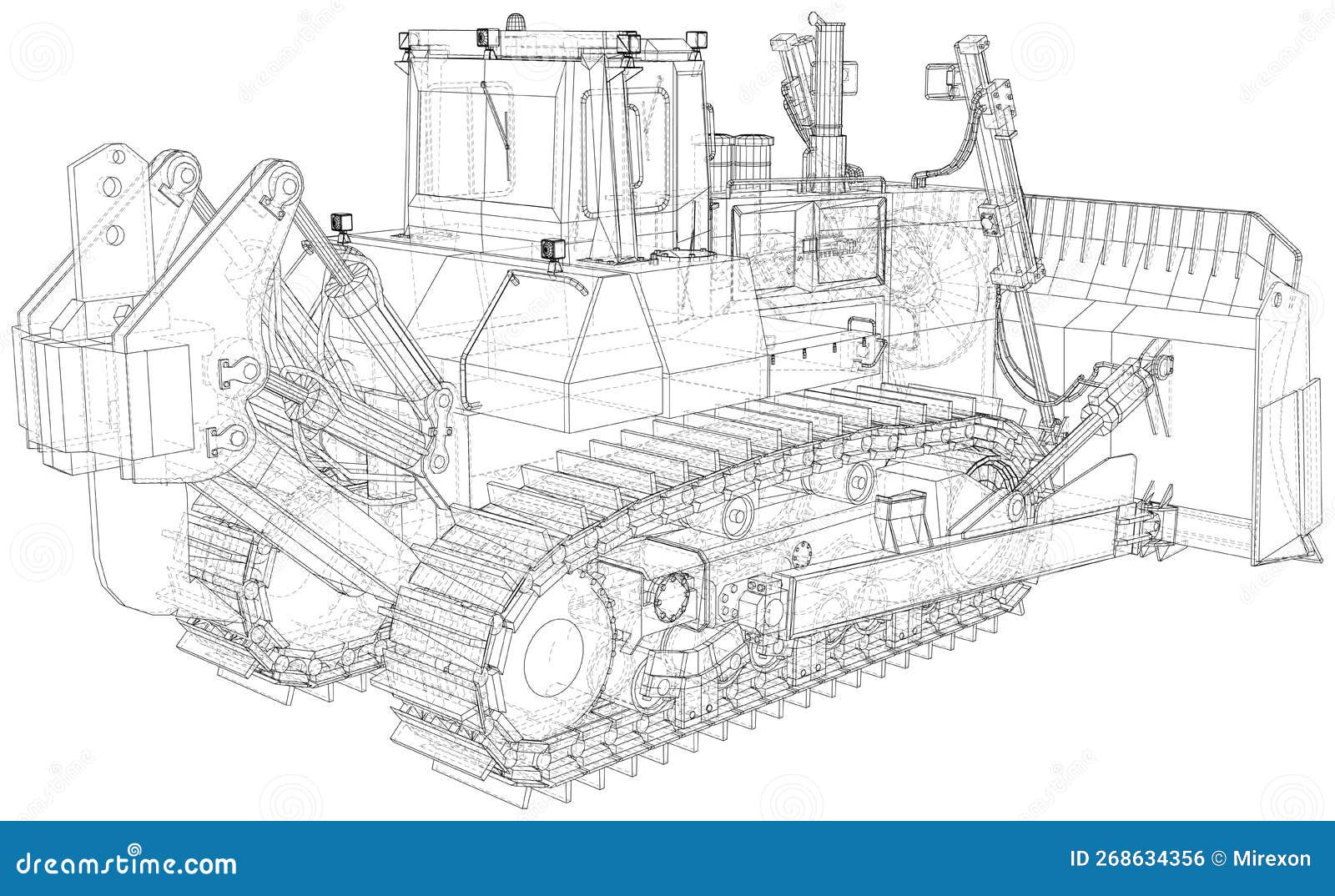 Building Bulldozer Illustration Vector. Wire-frame Line Isolated Stock ...