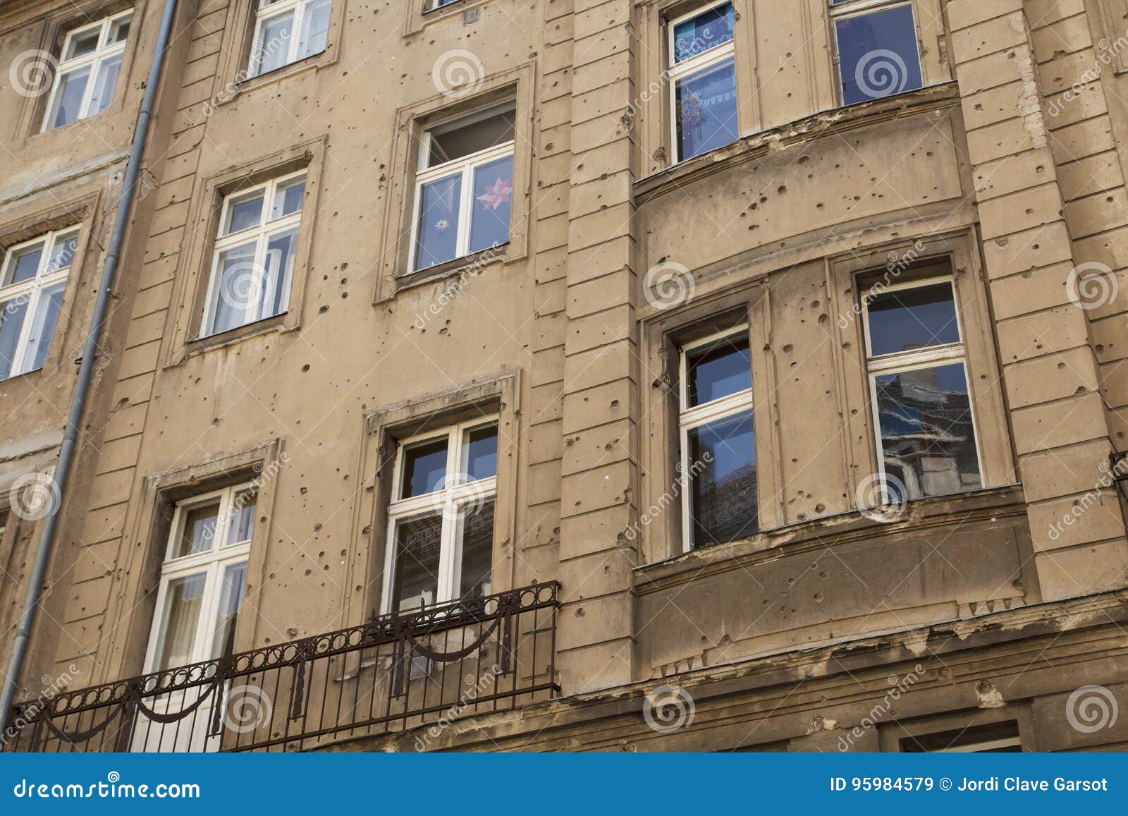 Building with Bullet Holes of War Stock Image - Image of damage ...
