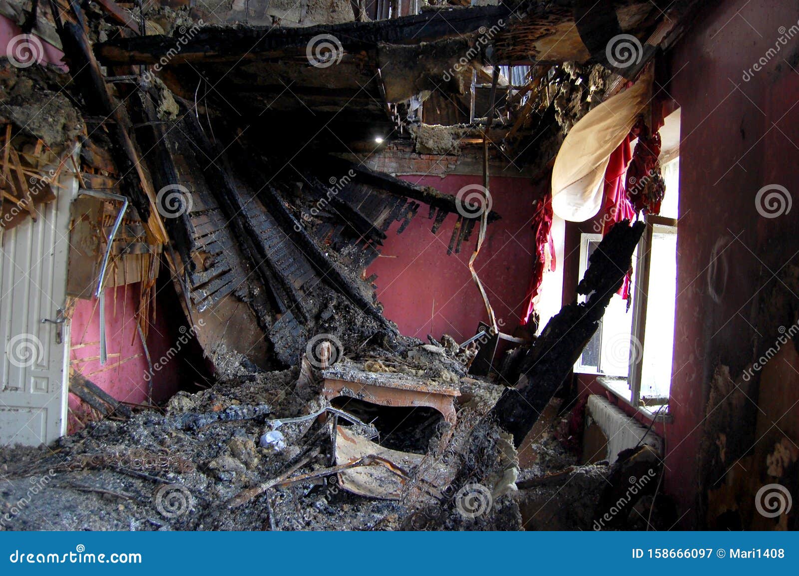 Building burned stock image. Image of burned, damage - 158666097