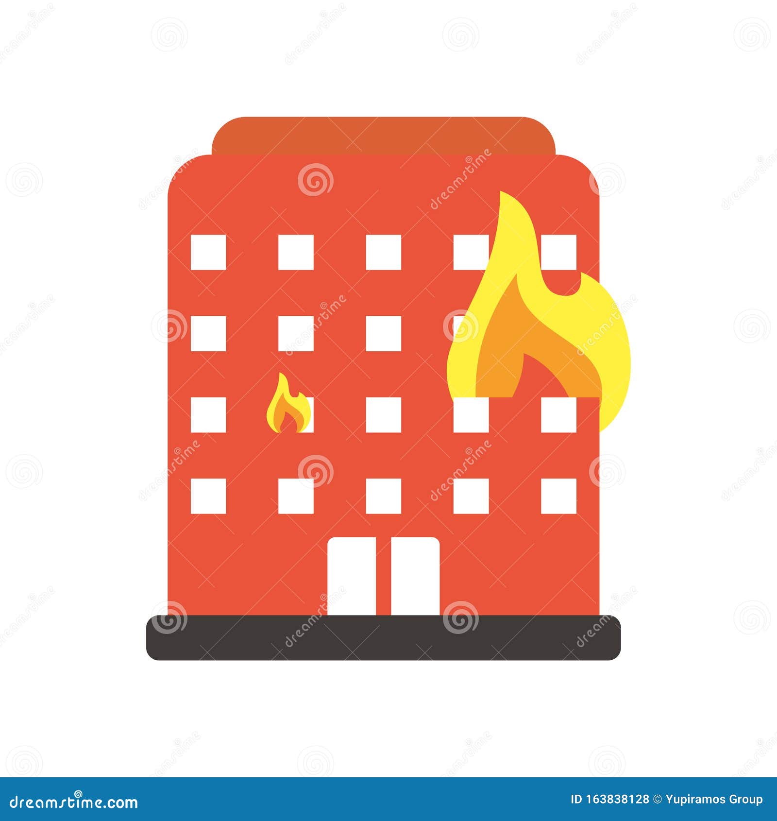Building Burning with Fire Flames Flat Style Icon Stock Vector ...