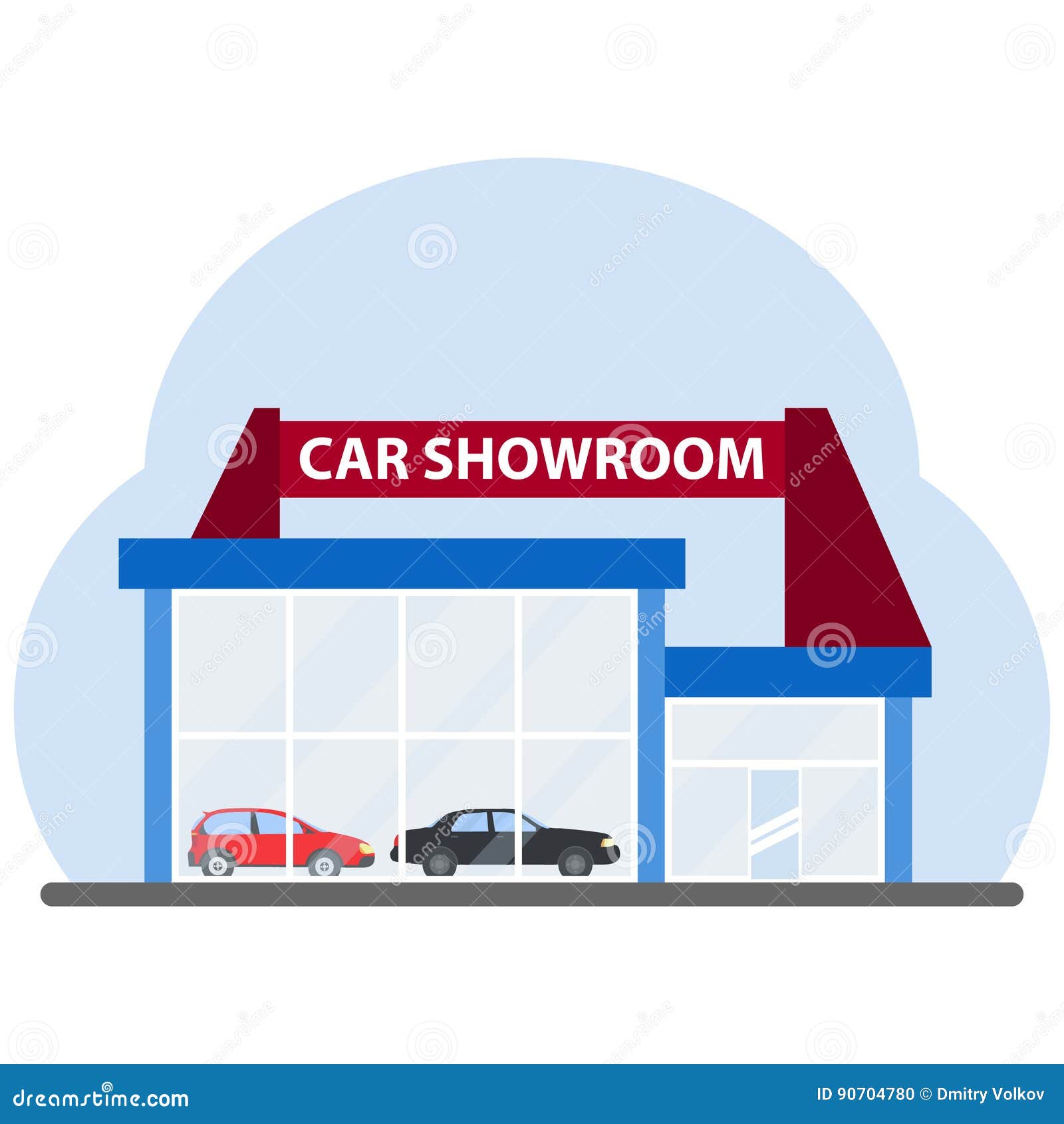 The Building of a Car Showroom Stock Illustration - Illustration of ...