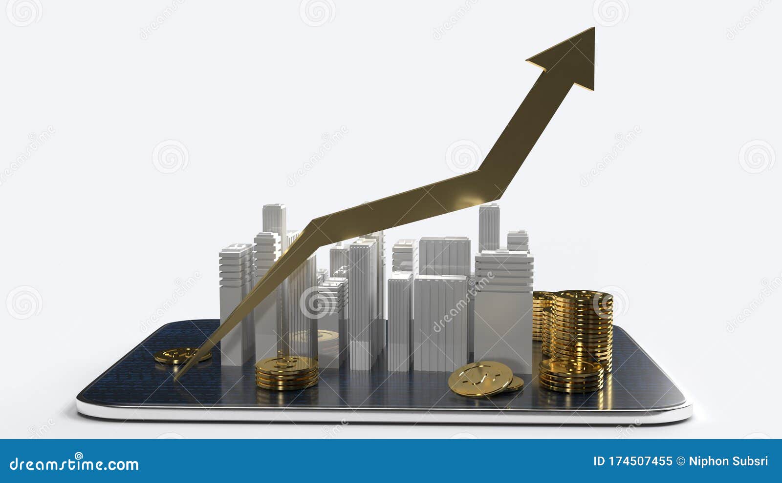 Building Chart Up on Tablet 3d Rendering for Business Content Stock ...