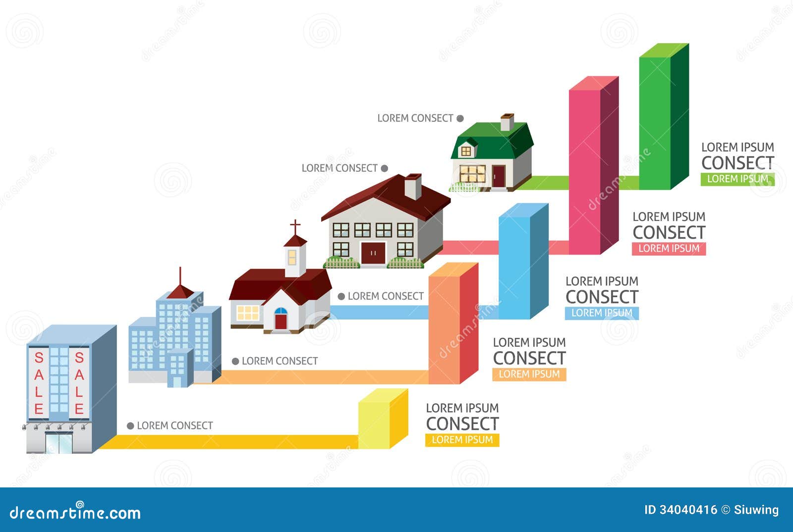 Building with chart stock vector. Illustration of analyze - 34040416