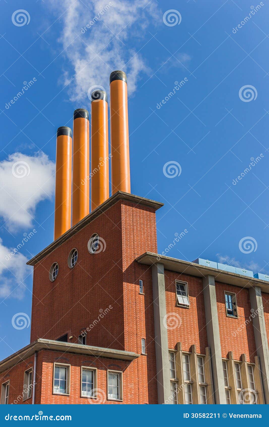 Building with 4 chimneys stock image. Image of industry - 30582211