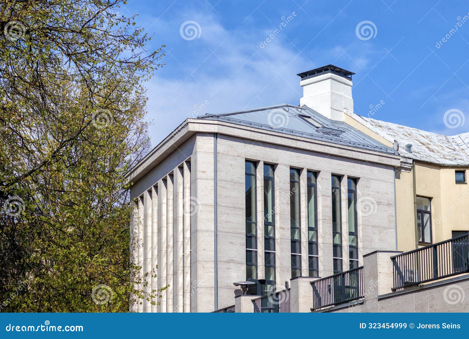 .a Gray Building with Vertical Windows in the City Stock Image - Image ...