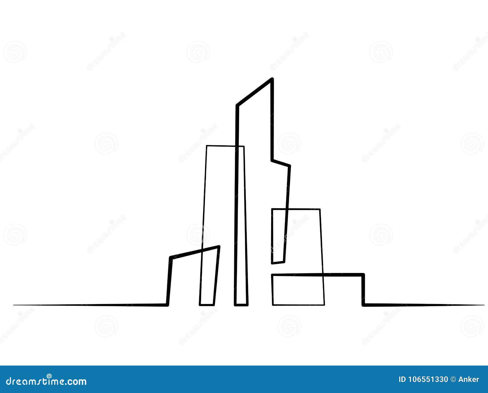 Building Cityscape Line Art Silhouette. Stock Vector - Illustration of ...