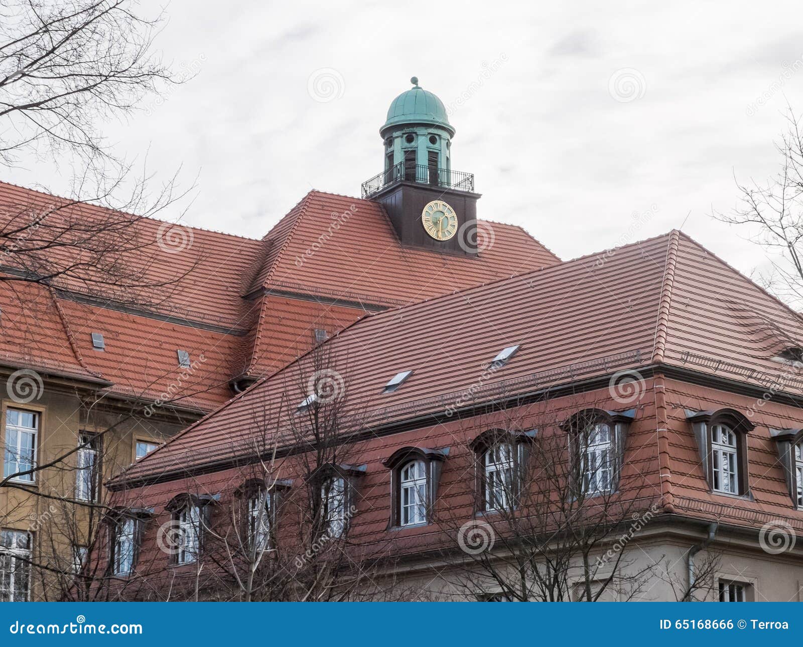 Building with clock tower stock photo. Image of building - 65168666