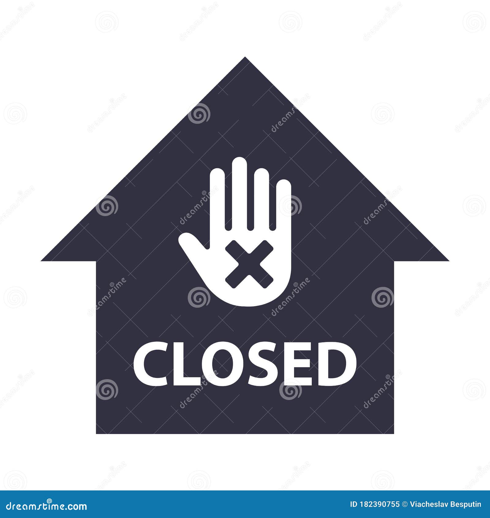 Building Closed Icon. Stop Hand Gesture Stock Vector - Illustration of ...