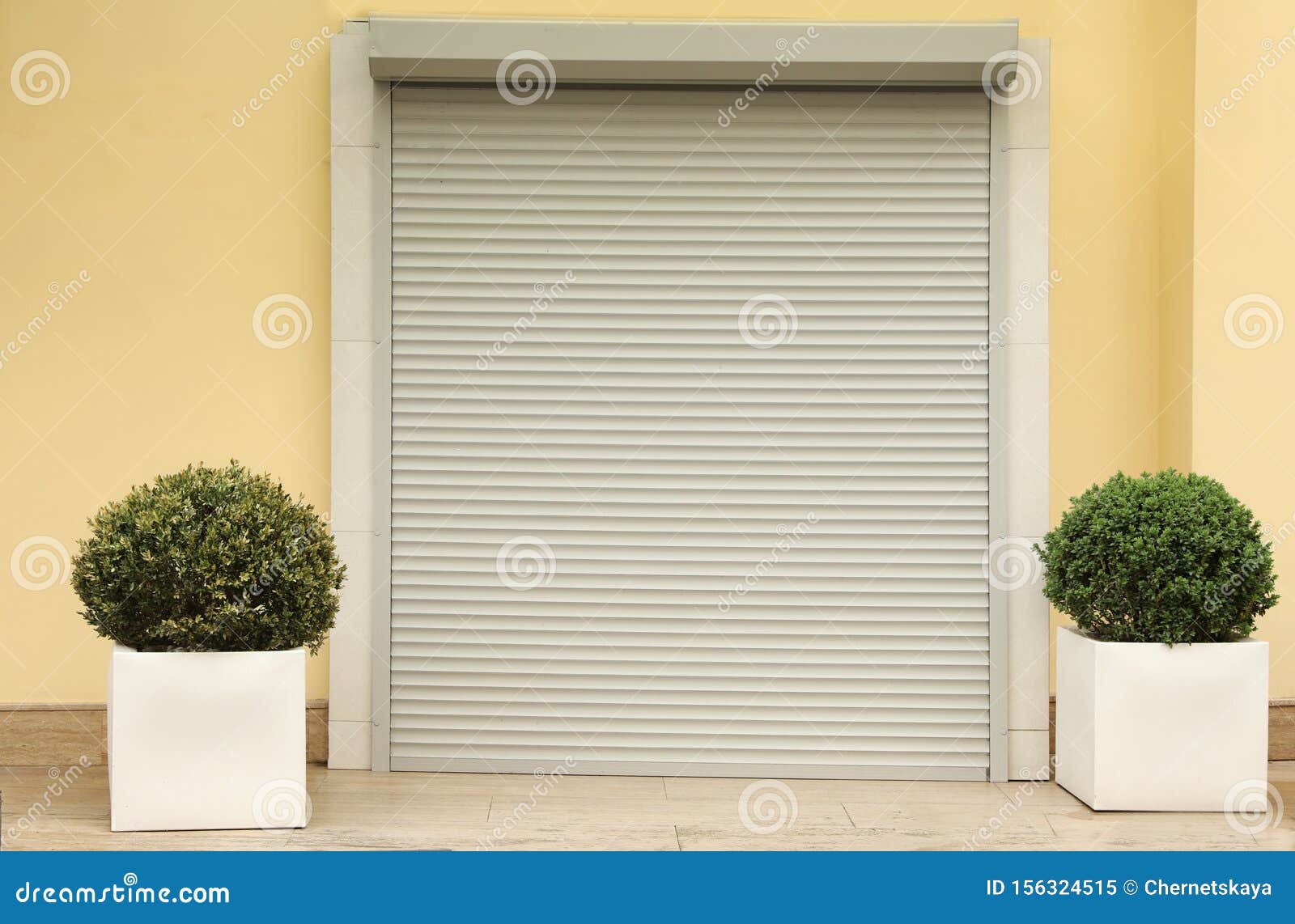 Building with Closed Roller Shutter Door. Design Stock Image - Image of ...