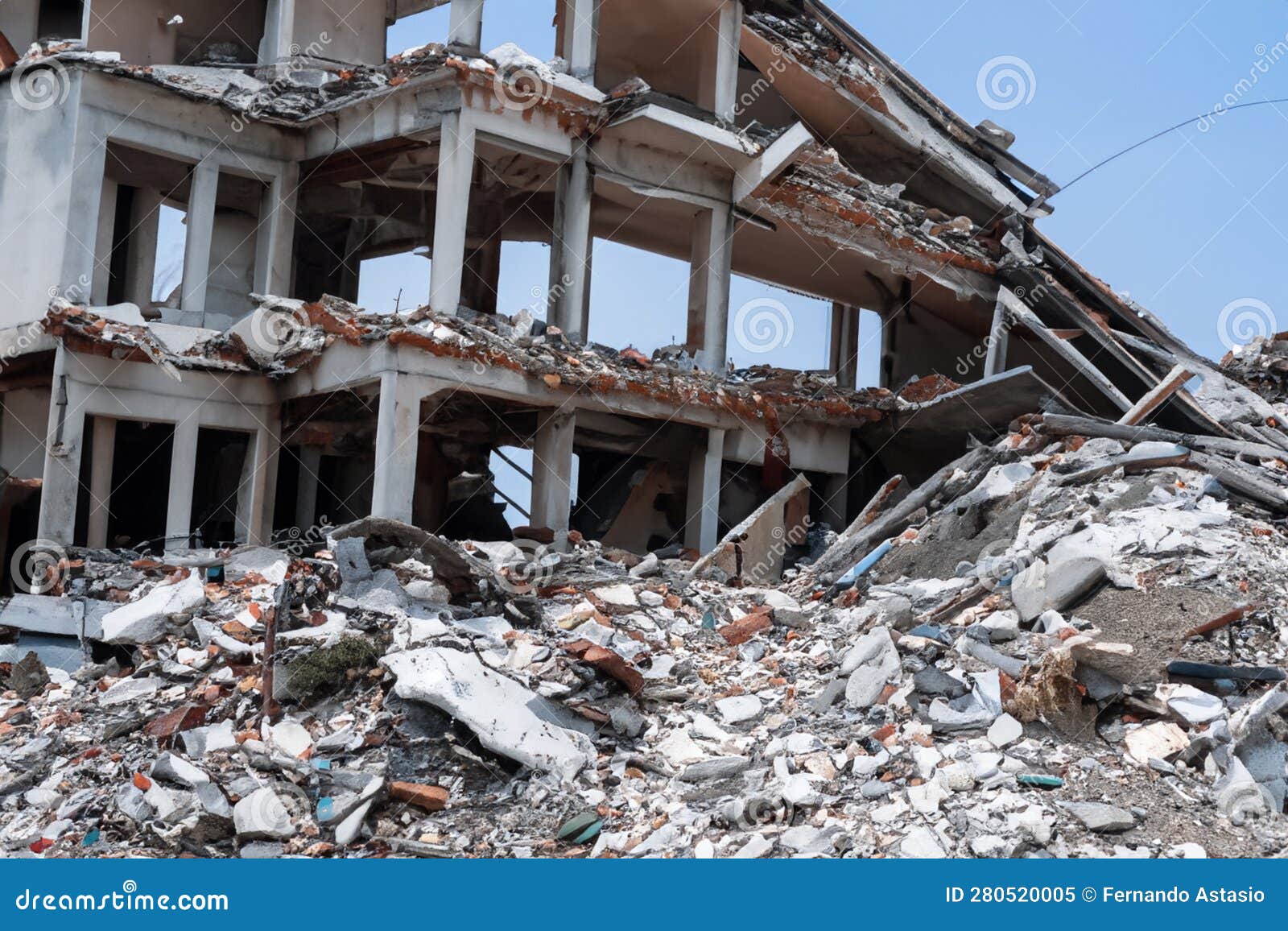 Building Collapse. Debris and Destroyed Building that Collapsed from an ...