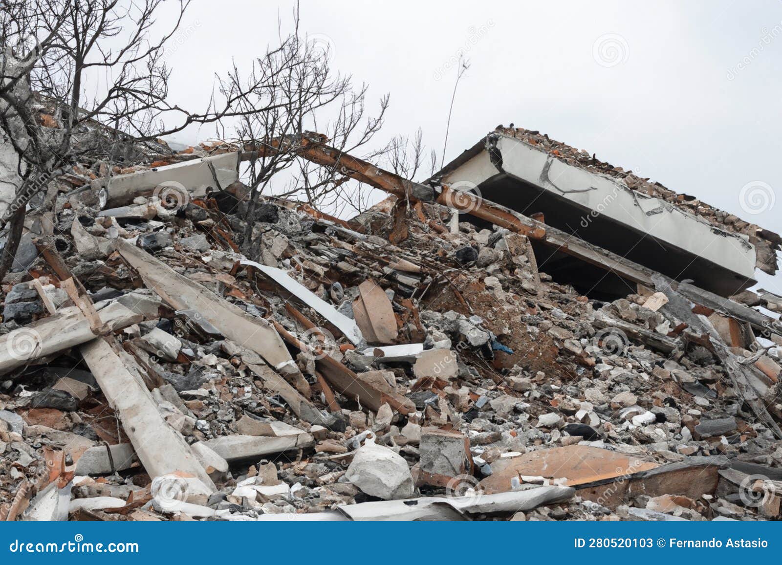 Building Collapse. Debris and Destroyed Building that Collapsed from an ...