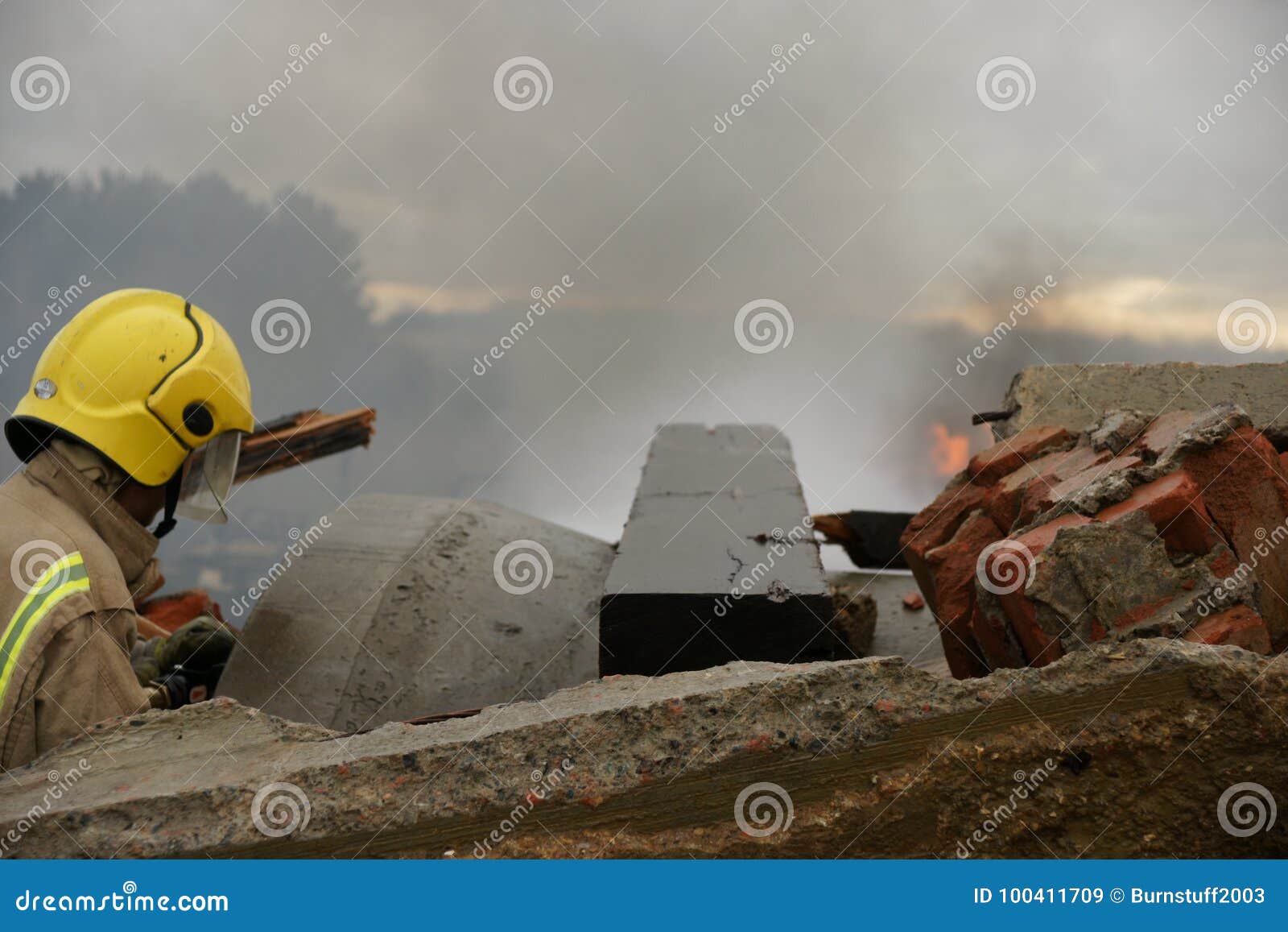 Building Collapse, Disaster Zone Stock Image - Image of firefighters ...