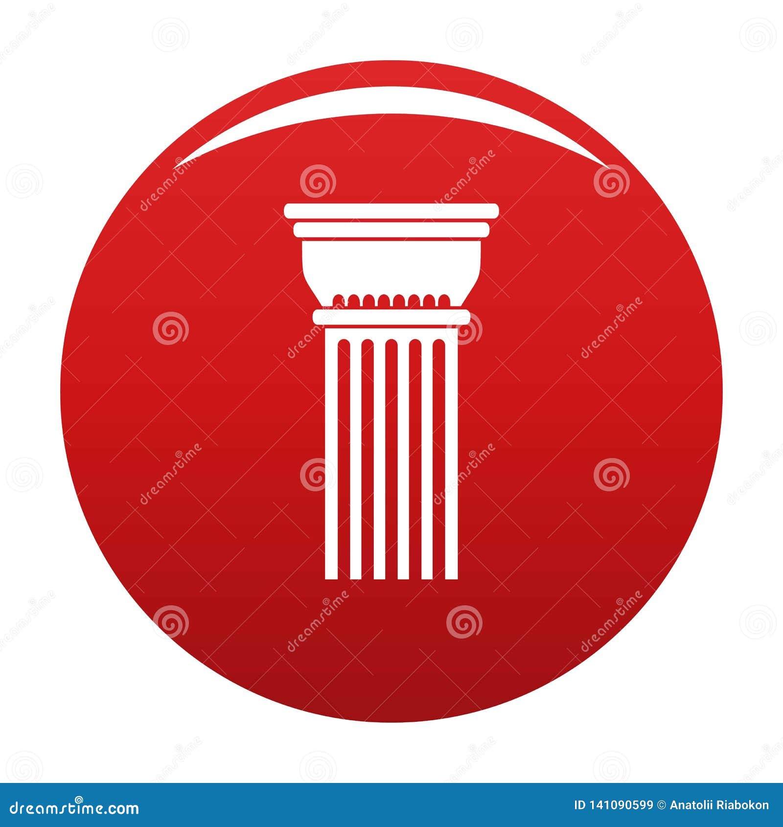 Building Column Icon Vector Red Stock Vector - Illustration of logo ...