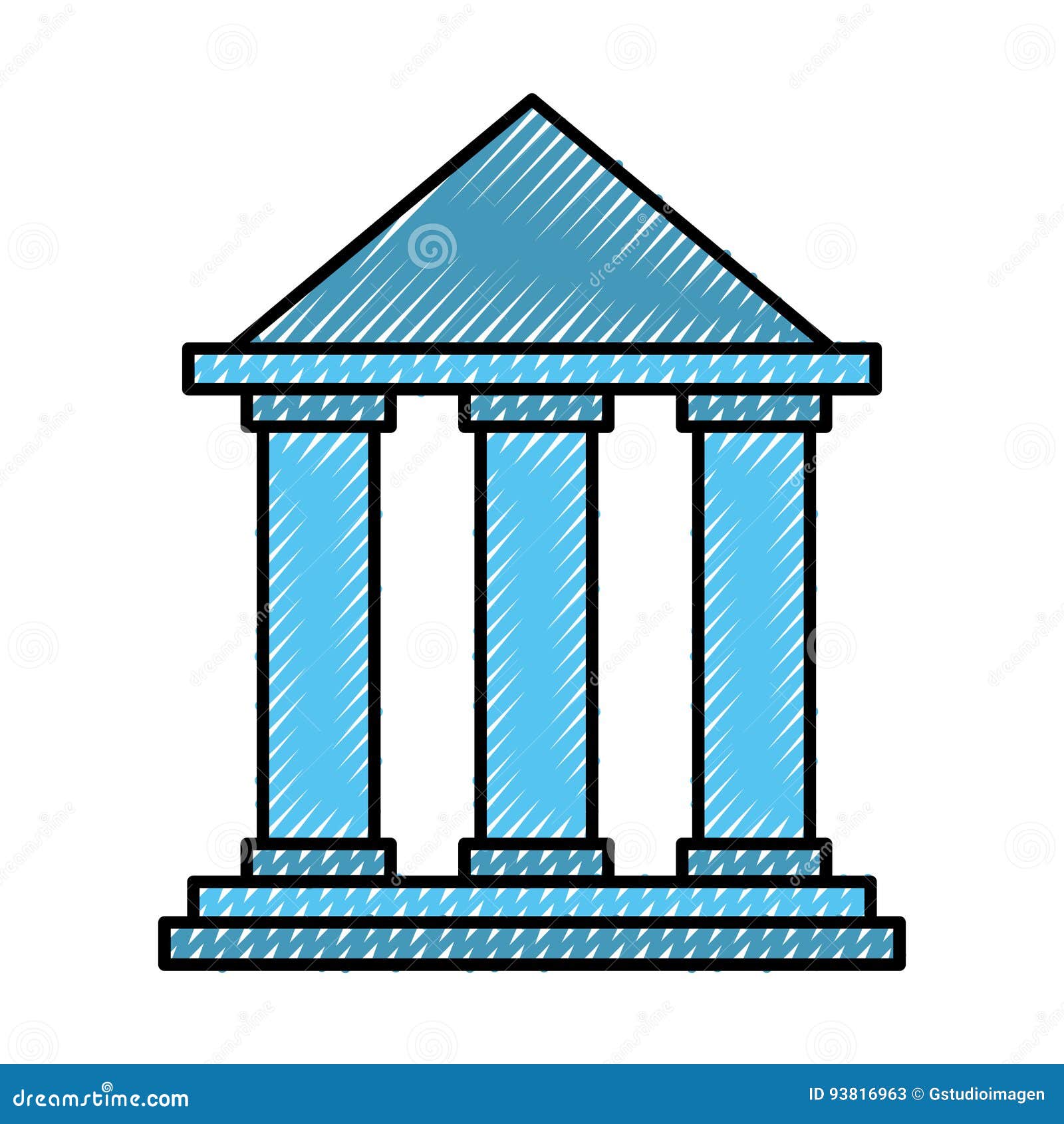Building with columns icon stock vector. Illustration of isolated ...