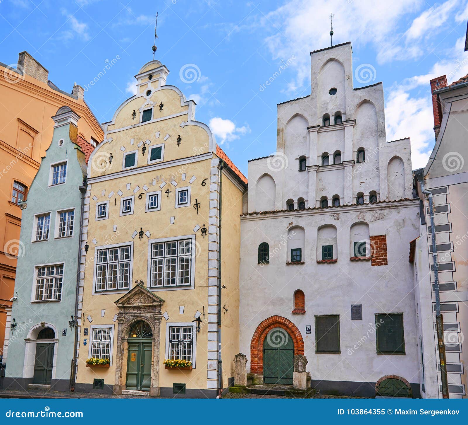 The Three Brothers in Riga stock image. Image of blue - 103864355