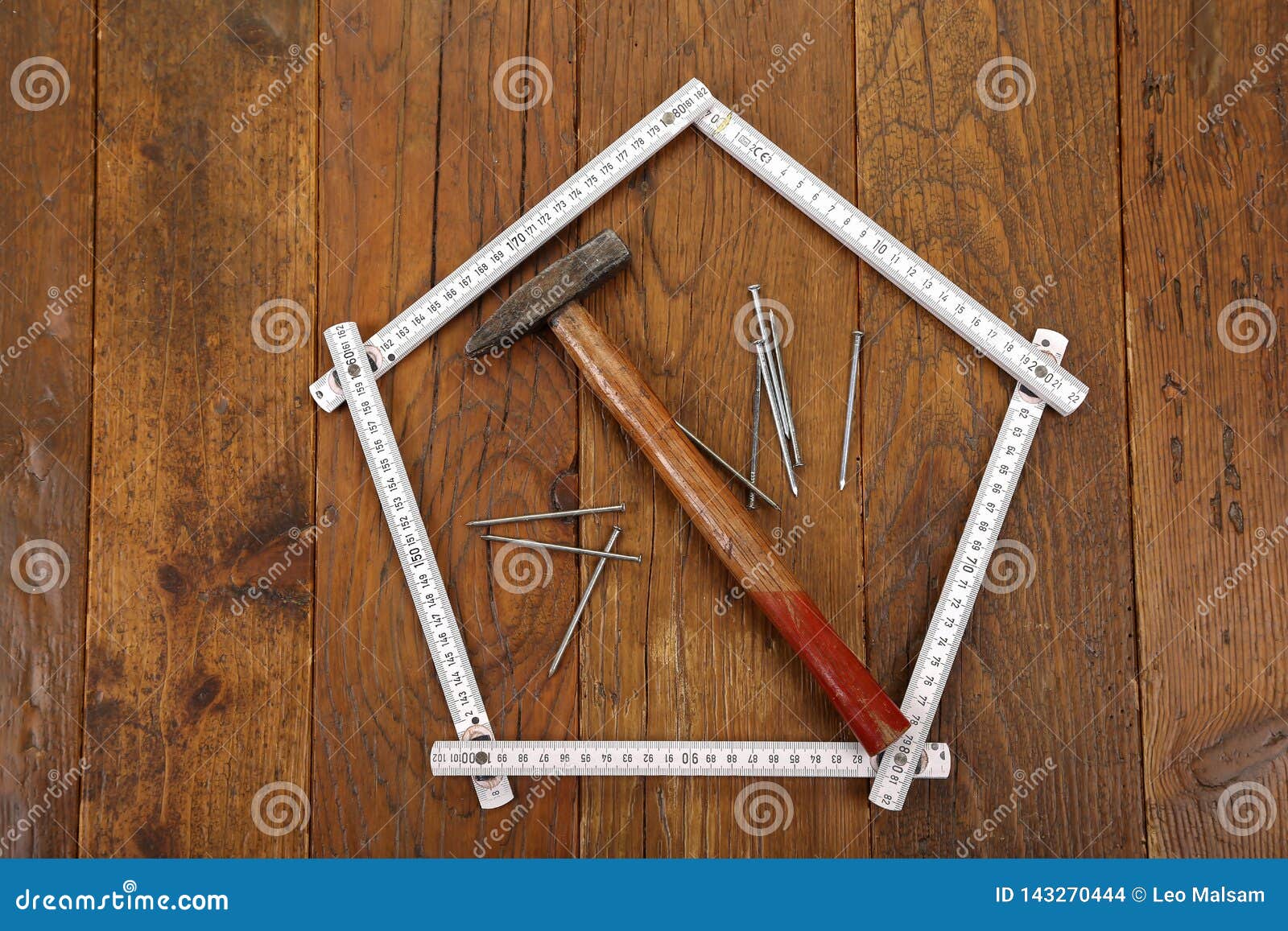 Building. Compositions with a Wooden Construction Meter Stock Photo ...