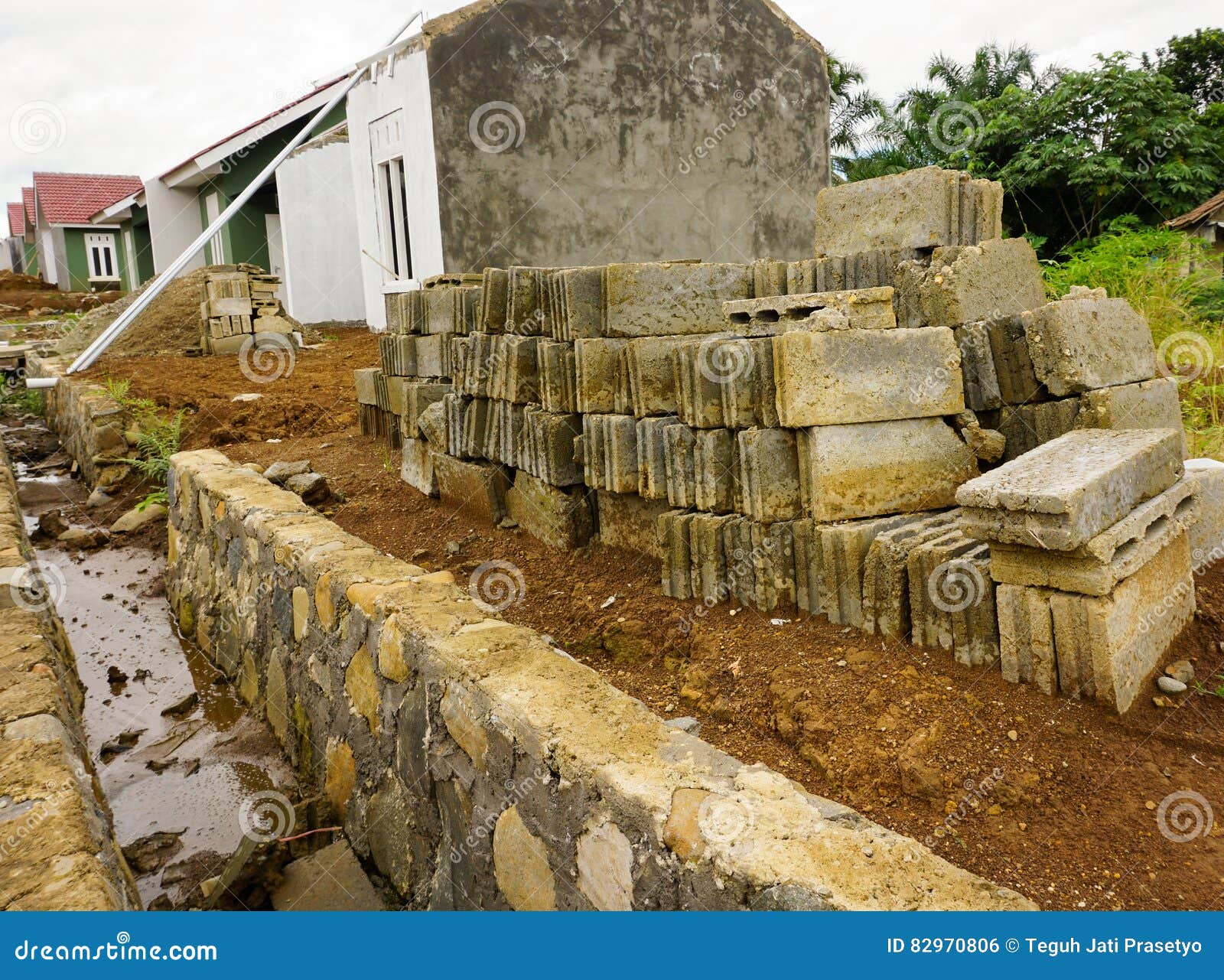 Building Concrete Construction Footing with Rocks Photo Taken in Bogor ...