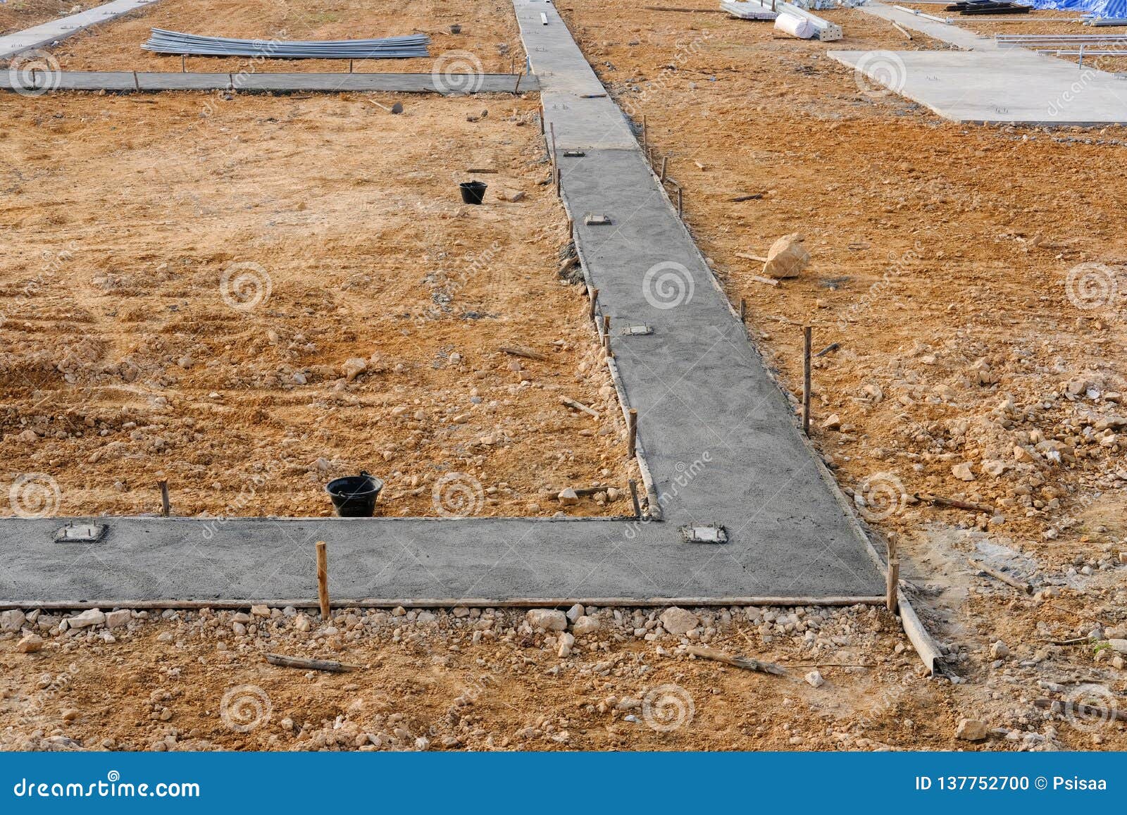 Building Concrete Foundation. Cement Basement Stock Photo - Image of ...