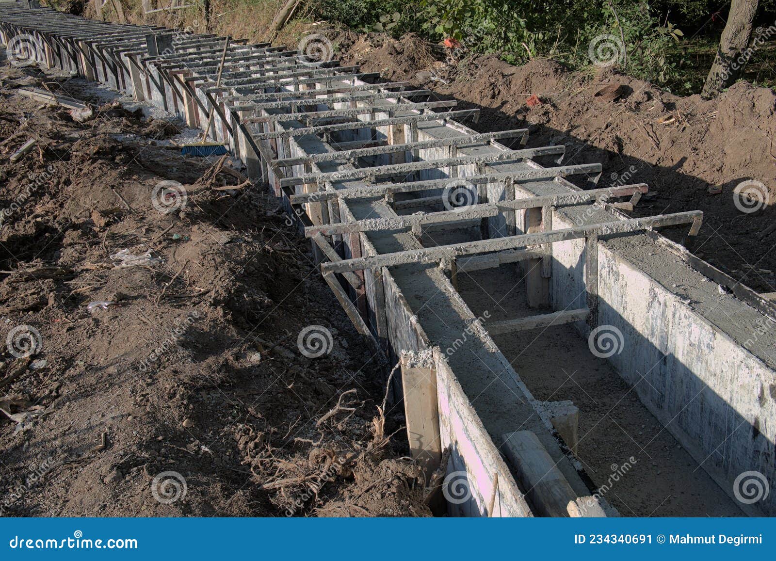Building a concrete river stock image. Image of material - 234340691
