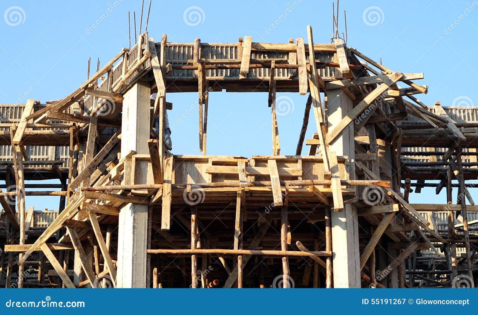 Building Concrete Structure with Wood Form Work Stock Image - Image of ...