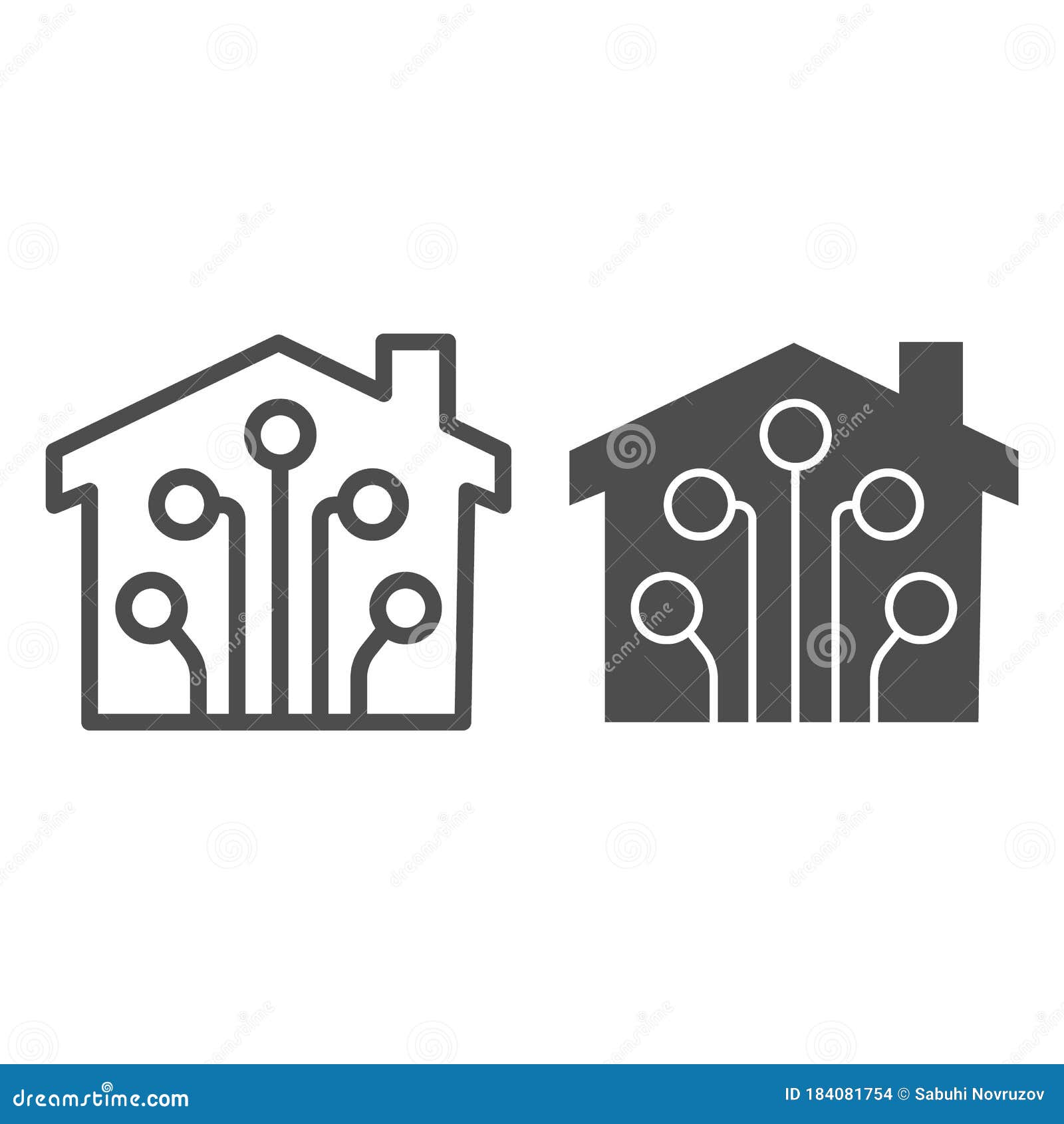 Building Connections Line And Solid Icon, Smart Home Concept ...