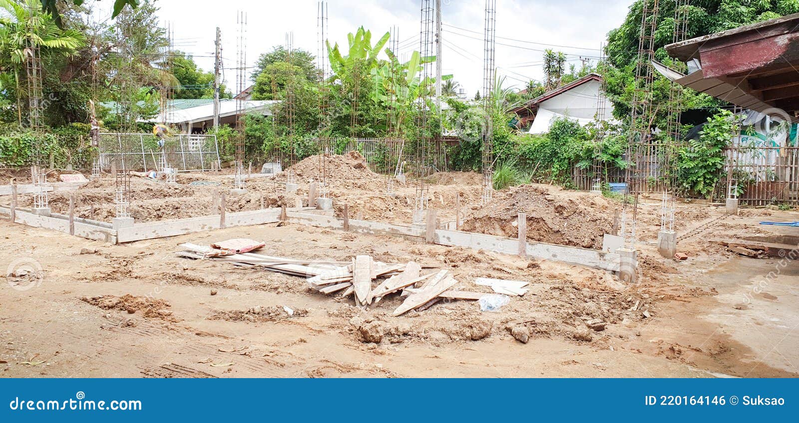 Foundation Preparation for Building a House Stock Photo - Image of ...