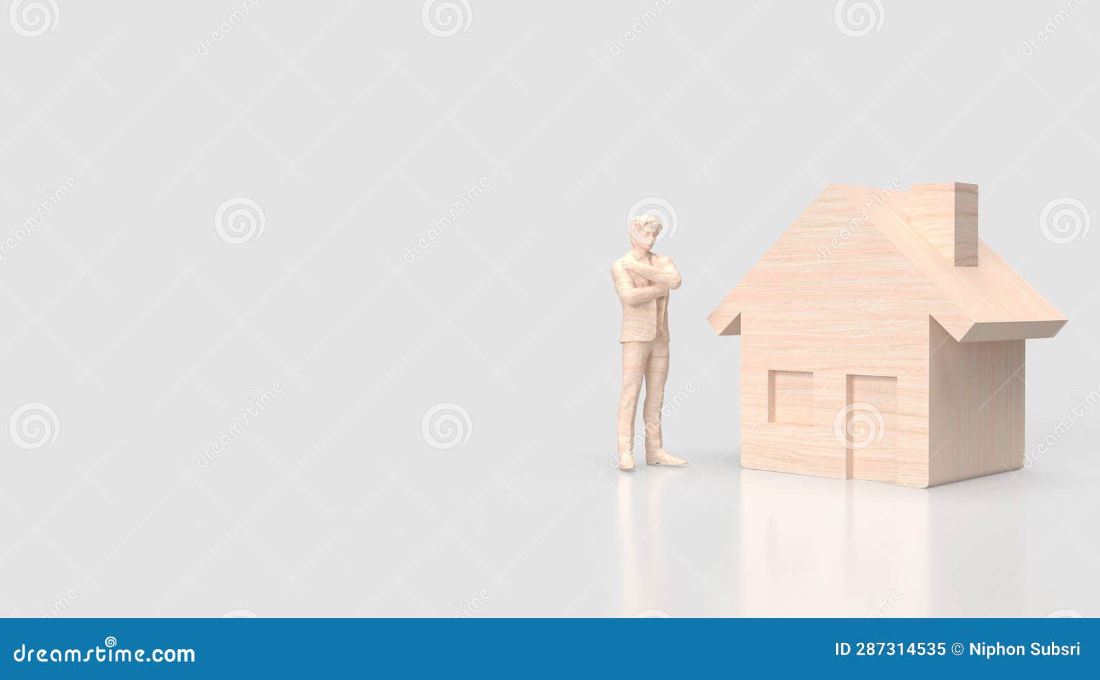 The Man and House Wood for Building Concept 3d Rendering Stock ...