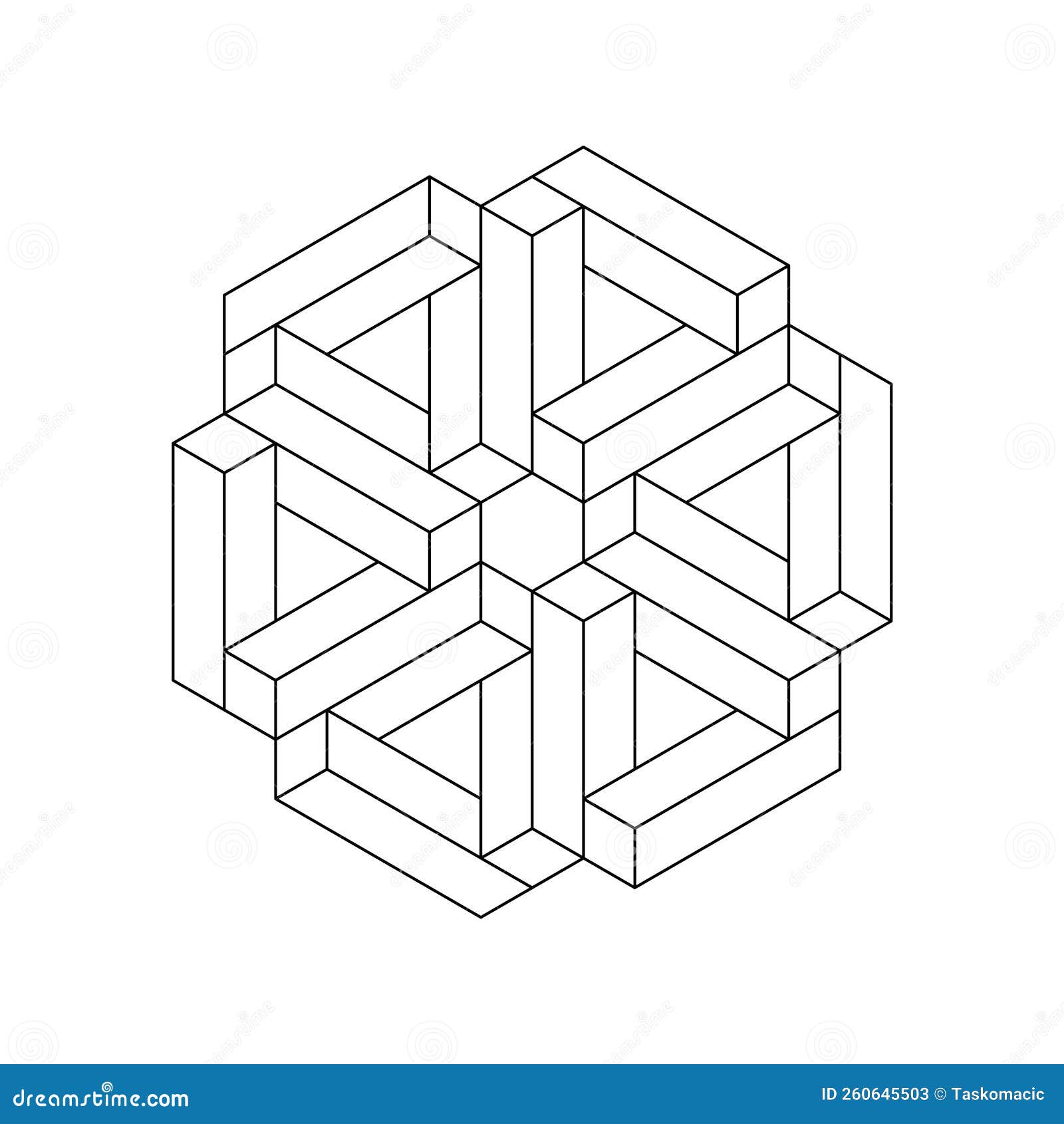 Impossible Shape Made of Penrose Triangles. Esher Geometric Object. 3D ...