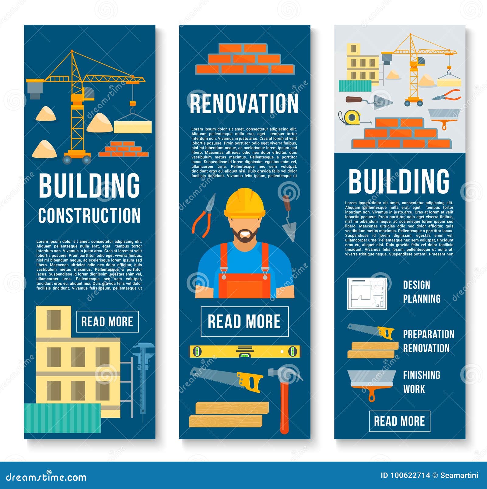 Vector Building Construction Work Tools Banners Stock Vector ...